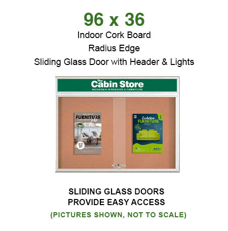96x36 INDOOR 3 Door Sliding Glass Bulletin Boards w Header Ships FREE ...